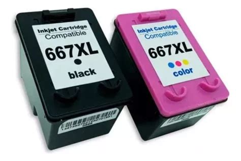 Kit Cartucho De Tinta Hp 667xl Black E Color Compativel Parcelamento