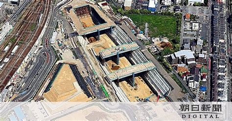 巨大な穴は未来の新駅 相模原：朝日新聞