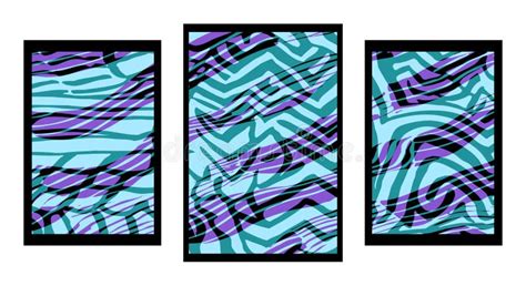Set Of 3 Abstract Illustration For Print Fabric Pattern Stock Vector