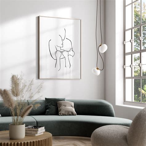 Couple Line Art Hugging Print Man And Woman Art Love Line Etsy