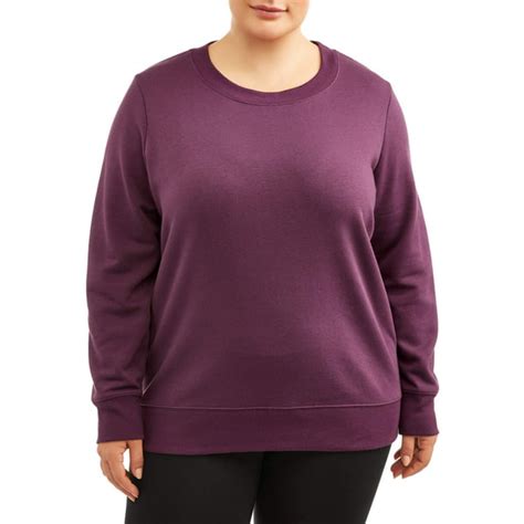 Terra And Sky Terra And Sky Womens Plus Active Fleece Crew Sweatshirt