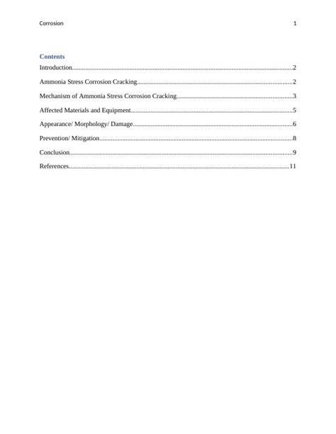 Comprehensive Report Ammonia Stress Corrosion Cracking
