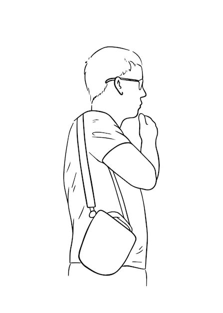 Premium Vector Man With Short Hair In Glasses Tshirt With A Bag On