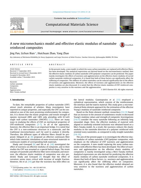 PDF A New Micromechanics Model And Effective Elastic Modulus Of