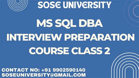 Ms Sql Dba Interview Preparation Course Class 2 91 9902590140 Youtube