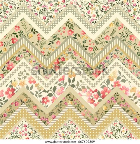 Seamless Floral Patchwork Pattern Stock Vector Royalty Free 667609309
