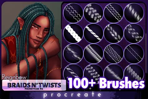 Hair Styles N2 Braids Twists Procreate Brushes Design Cuts