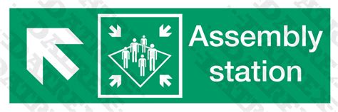 IMO LIFESAVING SIGNS Assembly Station Arrow Diagonal Up Left Datrex