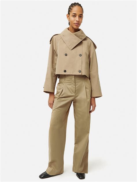 Cropped Cotton Trench Jacket Stone Jigsaw