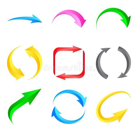 Set Of Arrows For Show Direction Of Rotation Stock Illustration