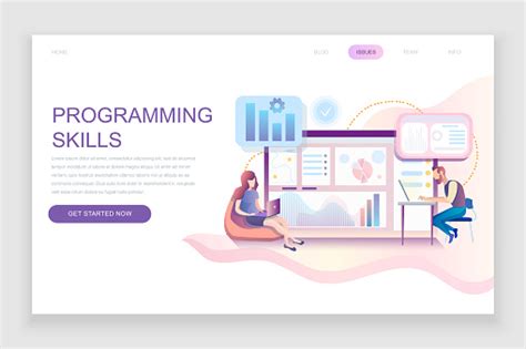 프로그래밍 기술의 현대 평면 웹 페이지 디자인 템플릿 개념은 사람 문자를 장식 Html에 대한 스톡 벡터 아트 및 기타 이미지 Html 개발 계획 Istock