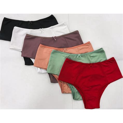 Kit 4 Calcinhas Cós Alto Pala Dupla Pós Parto Confortável Shopee Brasil