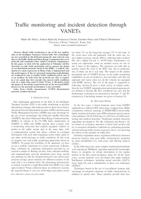 Pdf Traffic Monitoring And Incident Detection Through Vanets