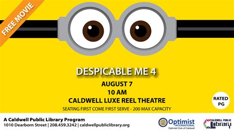 Summer Reading Special Despicable Me 4 Caldwell Library