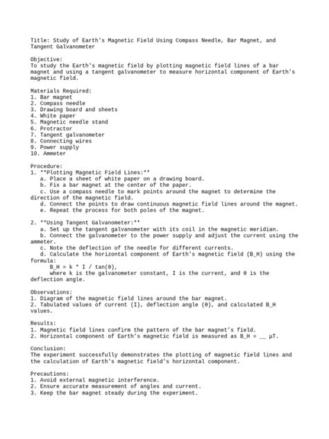 Earth Magnetic Field Project Pdf