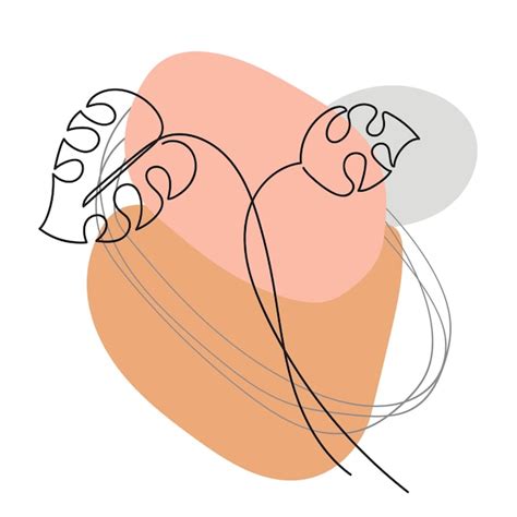 보호 스타일로 손으로 그린 몬스테라 잎 필로덴드론 스위스 치즈 식물 로고 카드 책자에 대한 요소 프리미엄 벡터