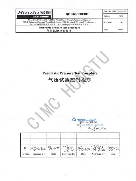 Pneumatic Pressure Test Procedure Pdf