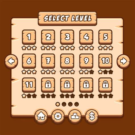 game wooden interface elements set stock vector illustration of item