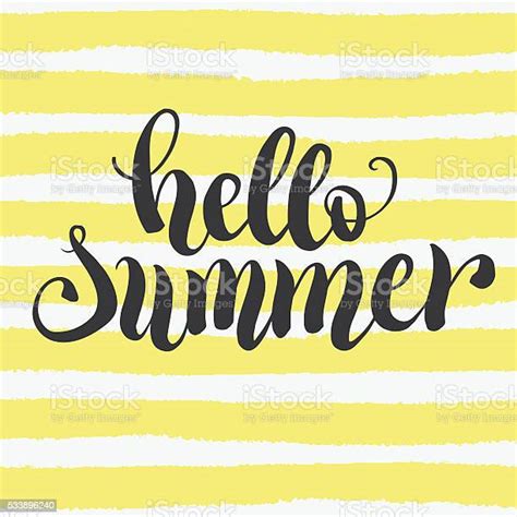 Hello Summer Hand Lettering Typography Poster Stock Illustration
