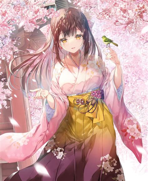 原创女孩子樱和服黑长直花和女孩子原创5000users加入书籤鸟 みわべさくらillustration Pixivbox