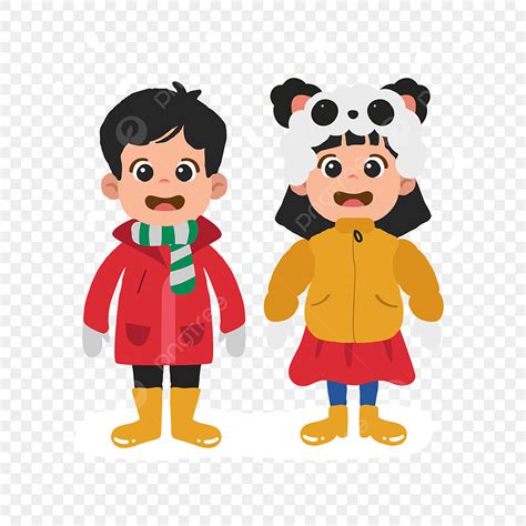따뜻한 겨울 일러스트 옷을 좀 야외 복장 귀여운 문자 특성 Q 버전 따뜻한 복장 Png 일러스트 및 Psd 이미지 무료