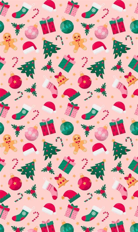 Download Girly Christmas Pattern Background Wallpaper
