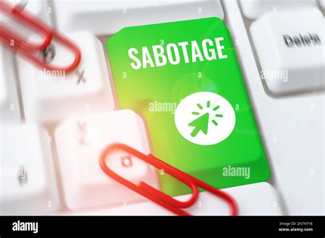 Sign Displaying Sabotage Word Written On Destruction Of An Employer S