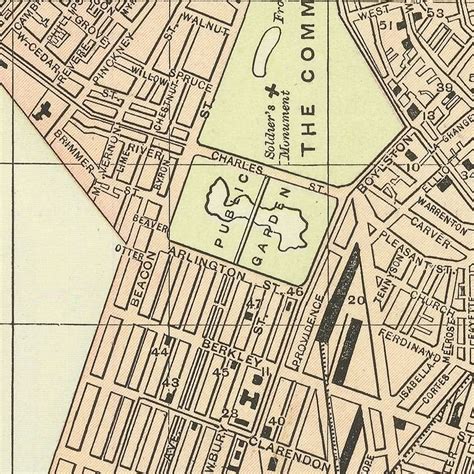 Old Map Of Boston By Fisk And Co 1893 The Common Public Garden The