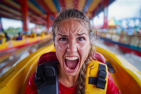 Premium Photo Excited Young Woman Screaming With Joy On Roller