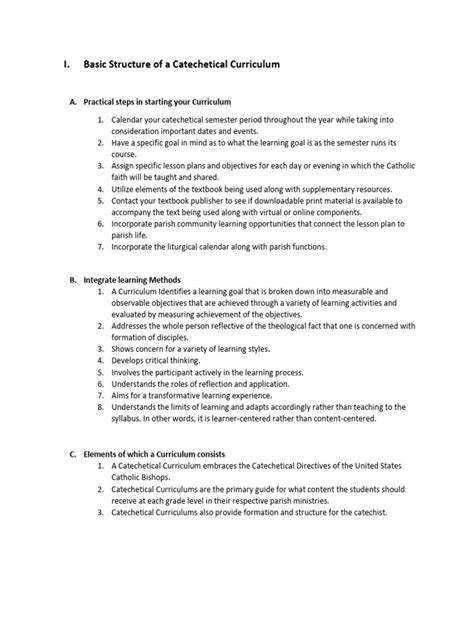Basic Structure Of A Catechetical Curriculum Pdf Catechism Curriculum
