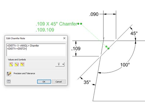Solved Problem With Drawing Callout For Chamfers On Non Perpendicular