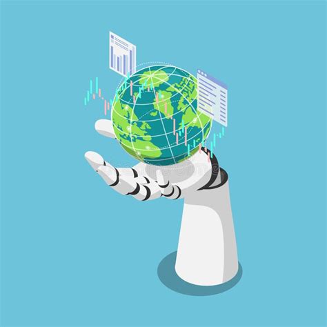 Isometric Ai Artificial Intelligence Analysis Stock Market Data Around