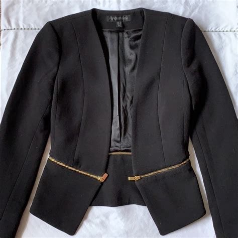 Convertible Form Fitting Jacket With Gold Hardware Gem
