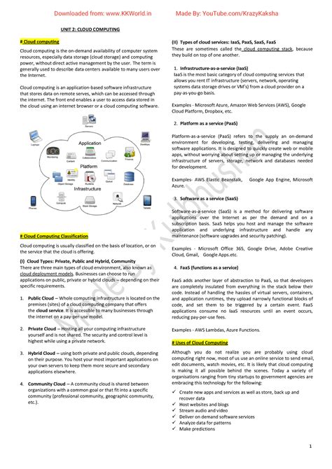 Cloud Computing Notes B Tech AKTU By Krazy Kreation Kulbhushan UNIT CLOUD COMPUTING Cloud