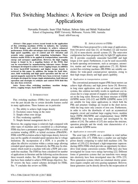 Flux Switching Machines A Review On Design And App 221201 004857 Pdf Electric Motor