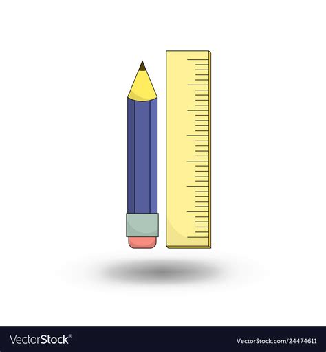 Pencil And Ruler School Objects In Cartoon Vector Image