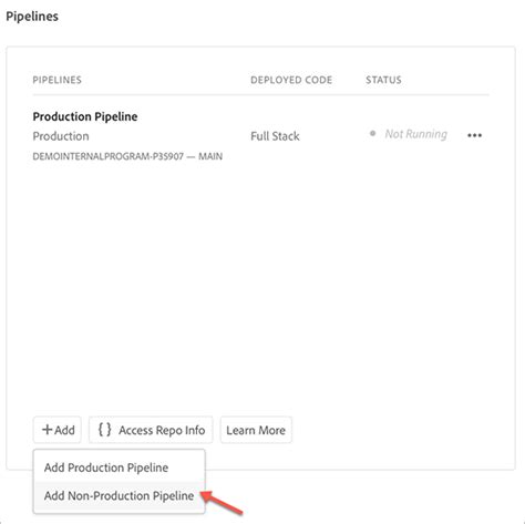 Configure Non Production Pipelines Adobe Experience Manager