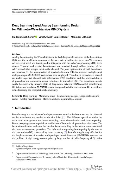 deep learning based analog beamforming design for millimetre wave