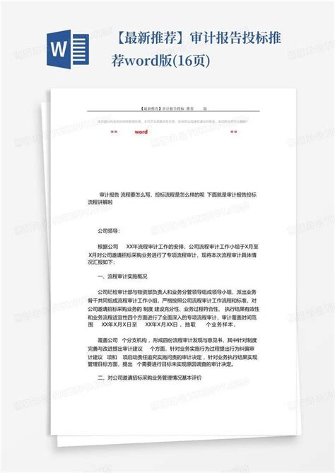 【最新推荐】审计报告投标 推荐版16页word模板下载编号lryzywzn熊猫办公