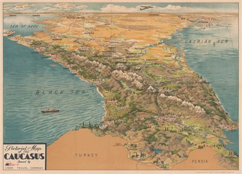 Intourist Pictorial Map Of The Caucasus 1930 C The Map House
