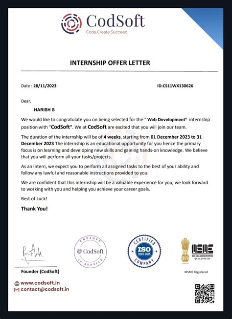 Harish S On Linkedin Codesoft