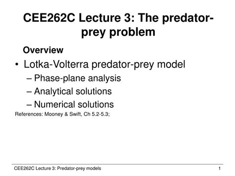 Ppt Cee262c Lecture 3 The Predator Prey Problem Powerpoint Presentation Id3411110