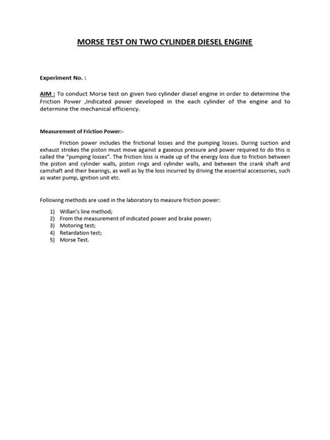 8 Morse Test Pdf Internal Combustion Engine Engines