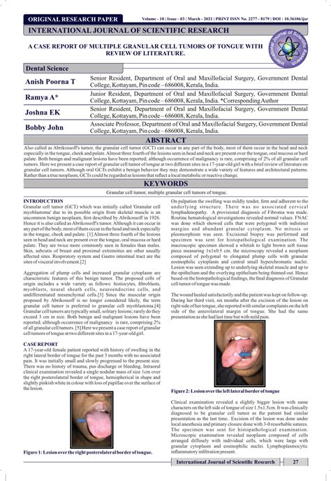 Pdf A Case Report Of Multiple Granular Cell Tumors Of Tongue With