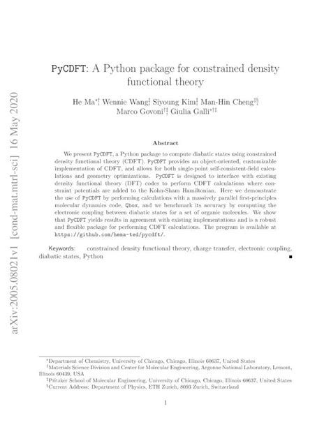 Pdf Pycdft A Python Package For Constrained Density Regime Where Transport Occurs Through