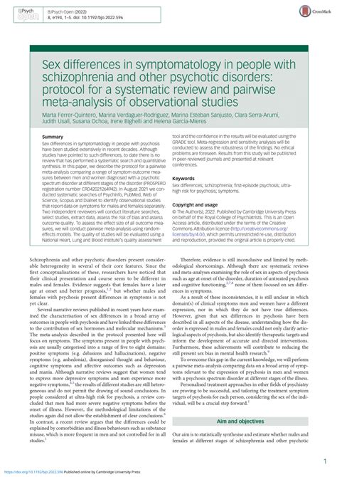 Pdf Sex Differences In Symptomatology In People With Schizophrenia And Other Psychotic