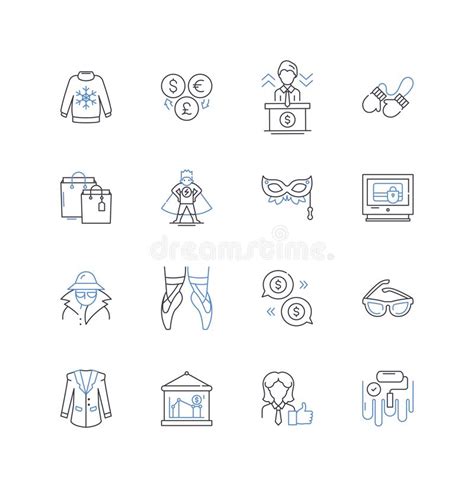 Dressmaking Line Icons Collection Fabric Sewing Patterns Design Needlework Fashion Fit