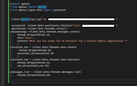 When Running Assitant Through API Assistant Is Not Responding To Query
