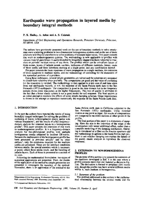 Pdf Earthquake Wave Propagation In Layered Media By Boundary Integral Methods