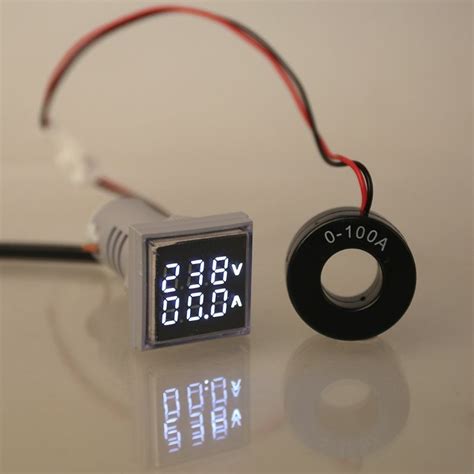 정사각형 Led 디지털 전압계 전류계 22mm 신호등 볼트 전압 전류계 전류계 표시기 테스터 측정 Ac 60 500v 측정